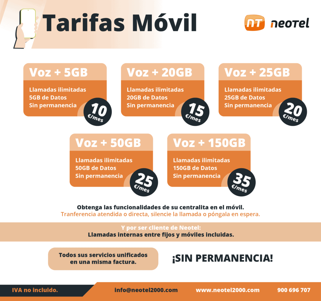 Tarifas Móvil - Software Call Center CRM Centralita Virtual - Neotel