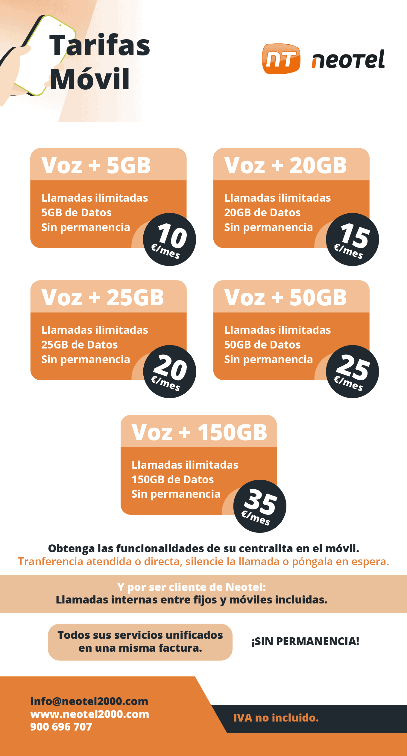 Tarifas Móvil - Software Call Center CRM Centralita Virtual - Neotel